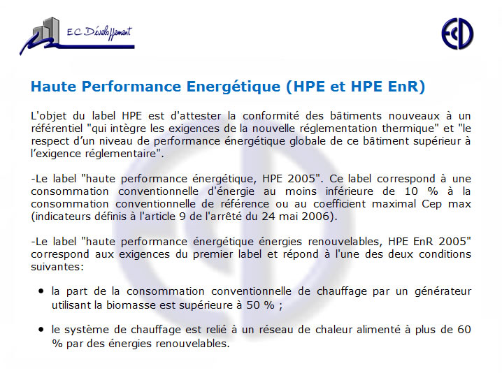 Label HPE & HPE EnR « ECDéveloppement